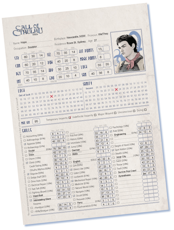 Call of Cthulhu 7Ed Autocalc Character Sheet Pack | Myth-O-Logic